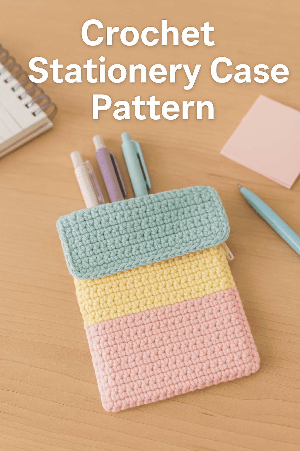 Cute Crochet Stationery Case Pattern – Step-by-Step & Beginner Friendly ...